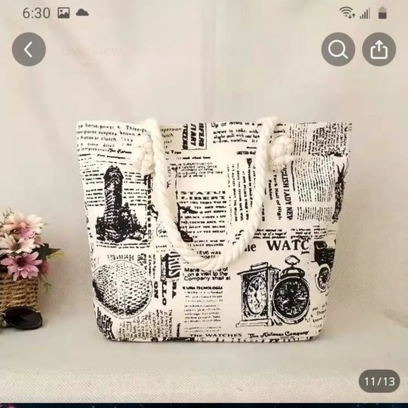 Bags | Vintage Newspaper Print Tote Bag | Poshmark